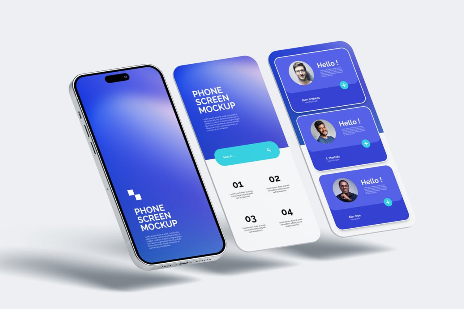 5278 6款iPhone 14 Pro手机UI样机展示模型 Portrait Phone Mockup With App Screen ...