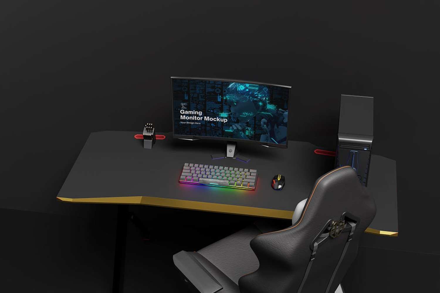 5669 游戏显示器样机-gaming-monitor-mockup _ 果觅网（gooodme）