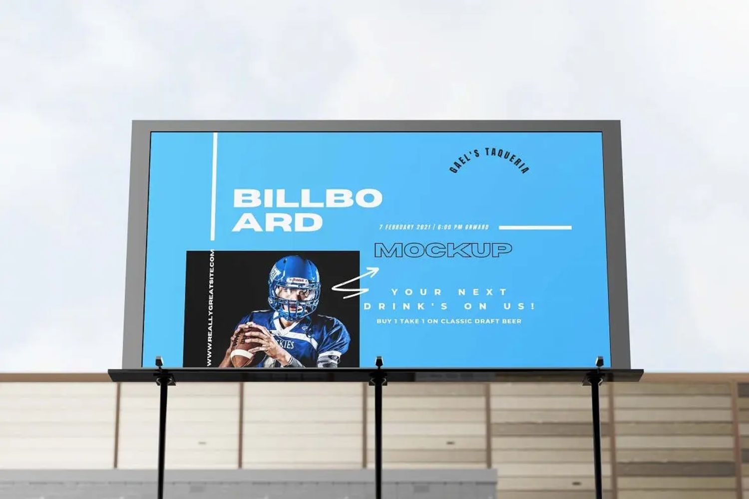 62 黑色铁框城市广告牌大牌海报场景设计样机 Billboard Mockup _ 果觅网（gooodme）